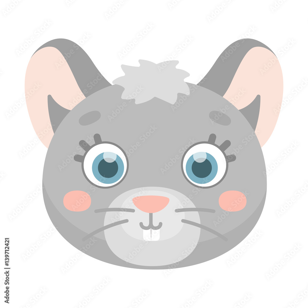 Mouse muzzle icon in cartoon style isolated on white background. Animal ...