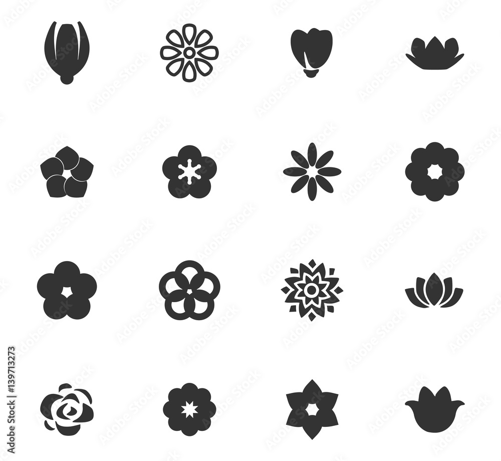 Flower icon set Stock Vector | Adobe Stock