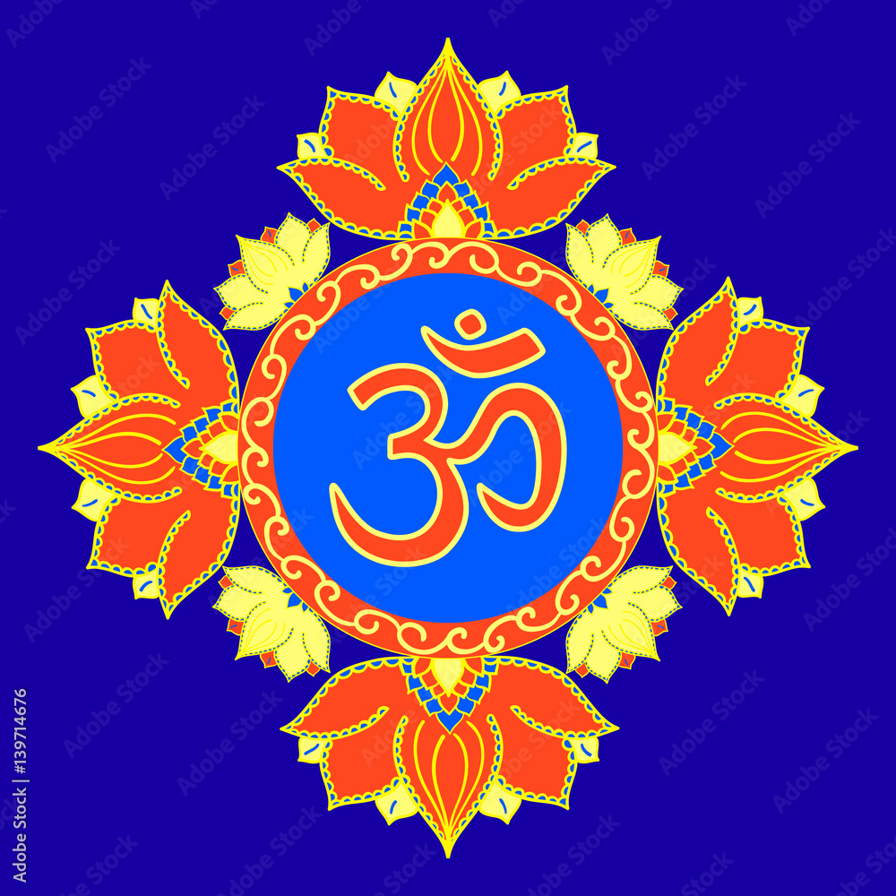 Om symbol with hand drawn mandala. Stock Vector | Adobe Stock