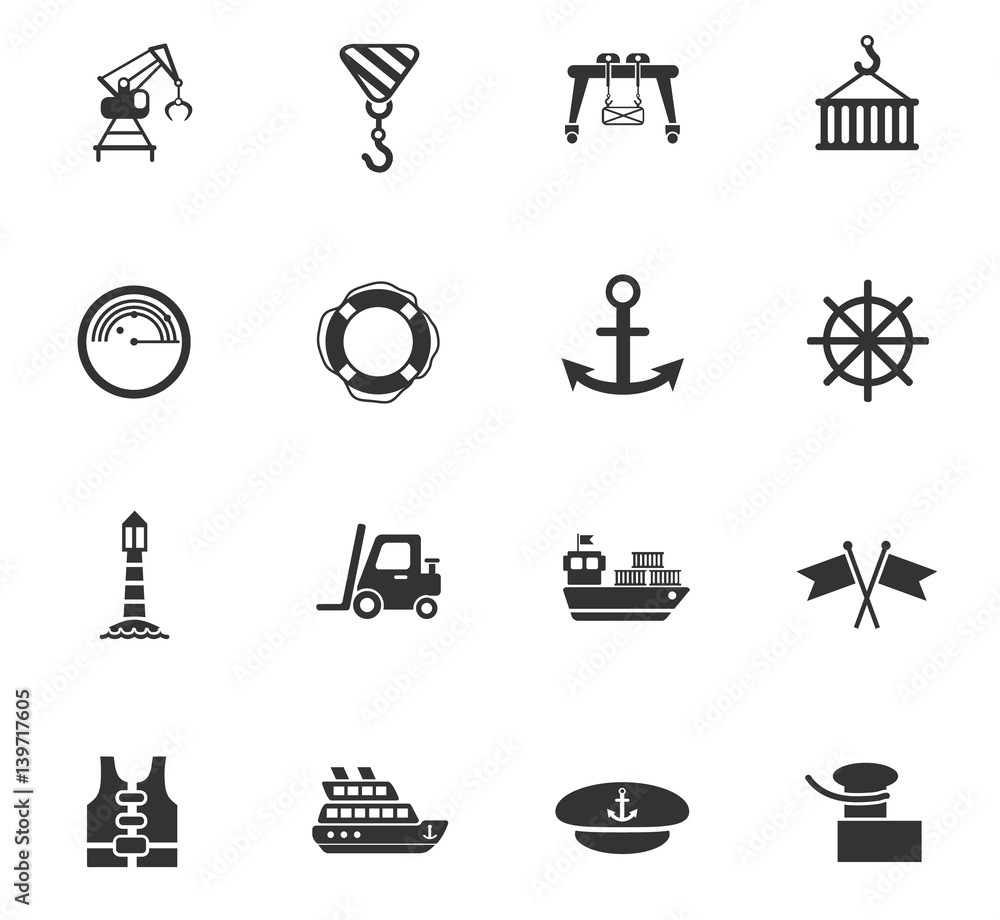 harbor icon set Stock Vector | Adobe Stock