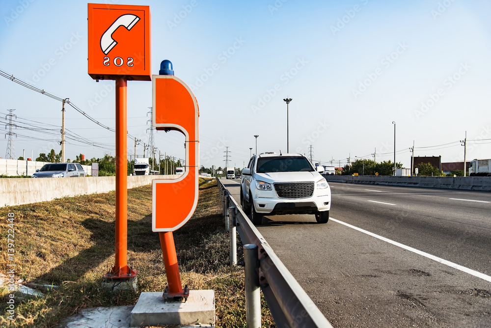SOS Emergency phone booth in Thailand motorway installed on the side of ...