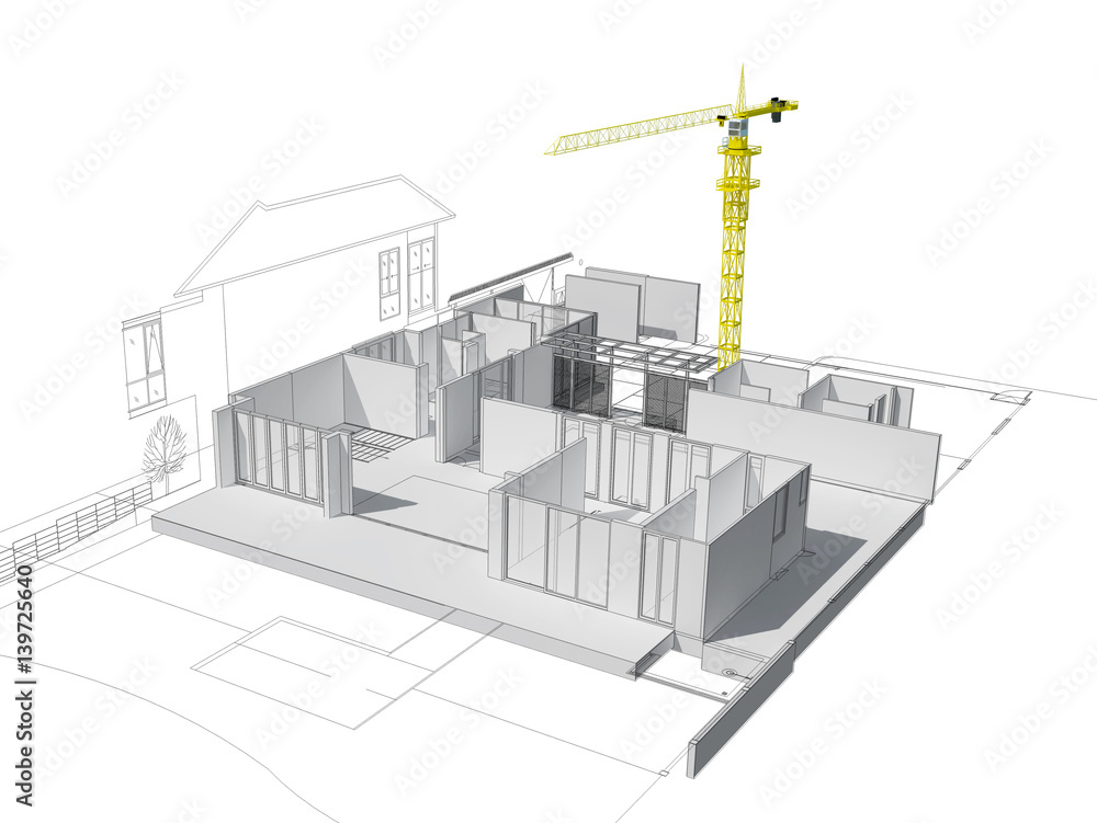 3d illustration of building design concept, architects computer ...