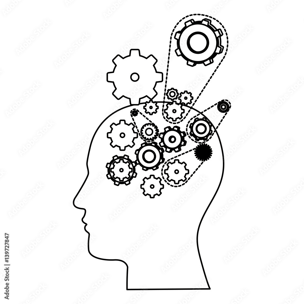 figure contour human with gear icon, vector illustraction design Stock ...