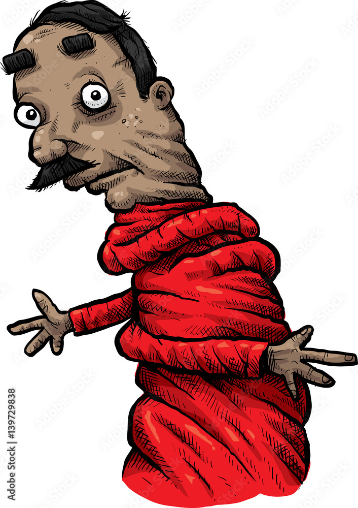 A cartoon man who has been twisted around into a tight knot. Stock ...