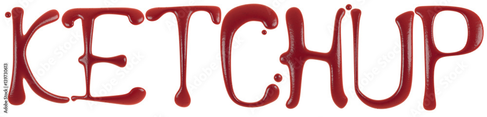 Hand Drawn Liquid Word Made in Ketchup or Tomato Sauce Isolated on ...