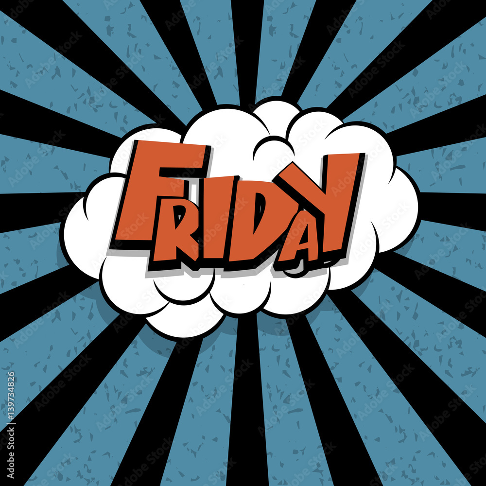 Comic text friday cartoon cloud retro Stock Vector | Adobe Stock