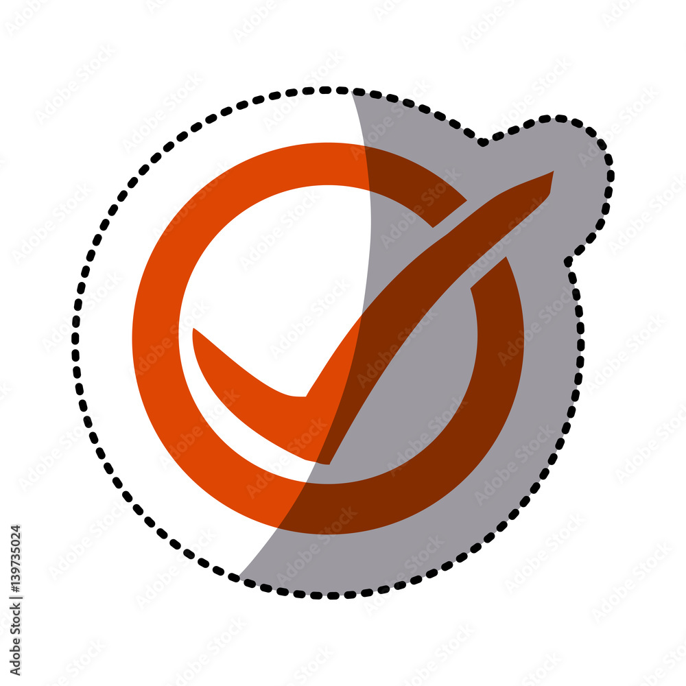 orange symbol round with ok mark icon, vector illustraction design ...