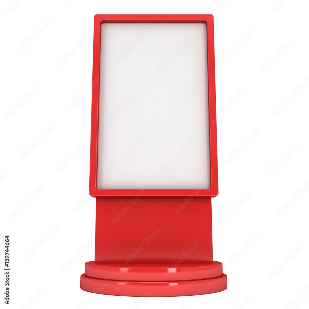 LCD Screen Stand. Red Trade Show Booth. 3d render of lcd screen ...