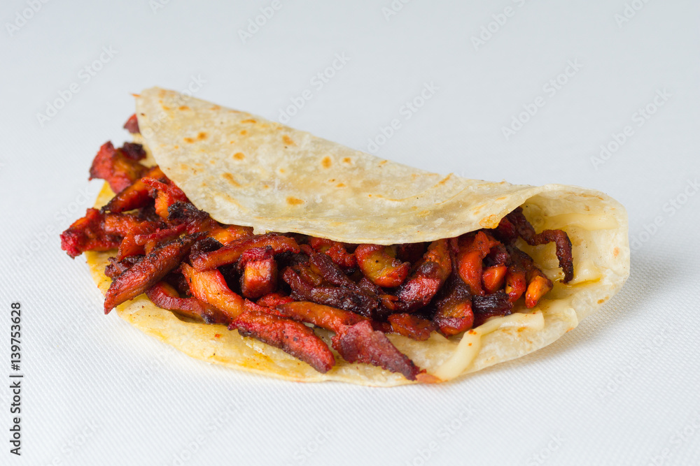 Gringa (taco de harina con carne de cerdo) Stock Photo | Adobe Stock
