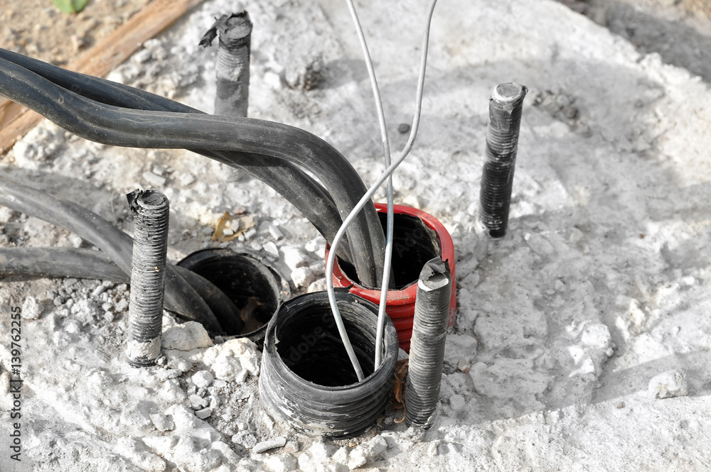 Power cable in PVC pipe Stock Photo | Adobe Stock