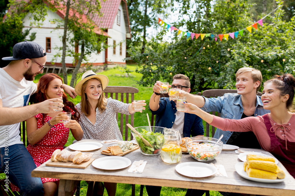 happy friends having party at summer garden Stock Photo | Adobe Stock
