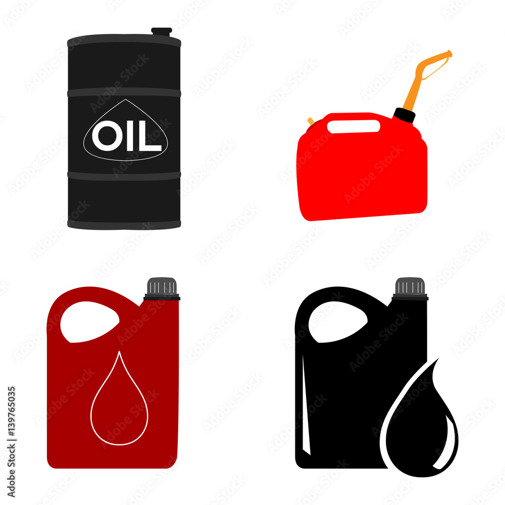 Set of different oil containers on a white background, Vector ...