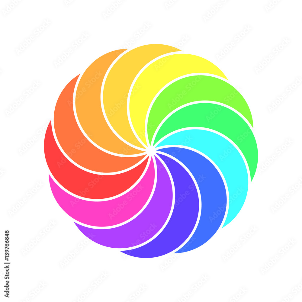 Rainbow spectrum color wheel. Children wind vane vector illustration ...