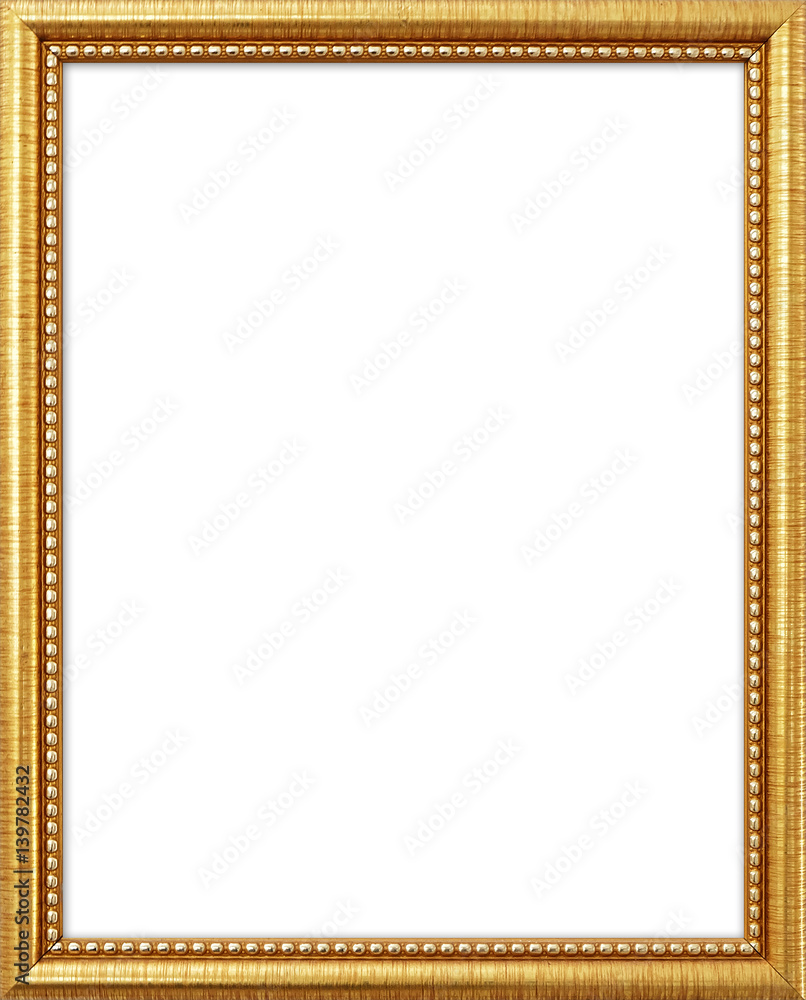 Gold frame. Gold/gilded arts and crafts pattern picture frame. Isolated ...