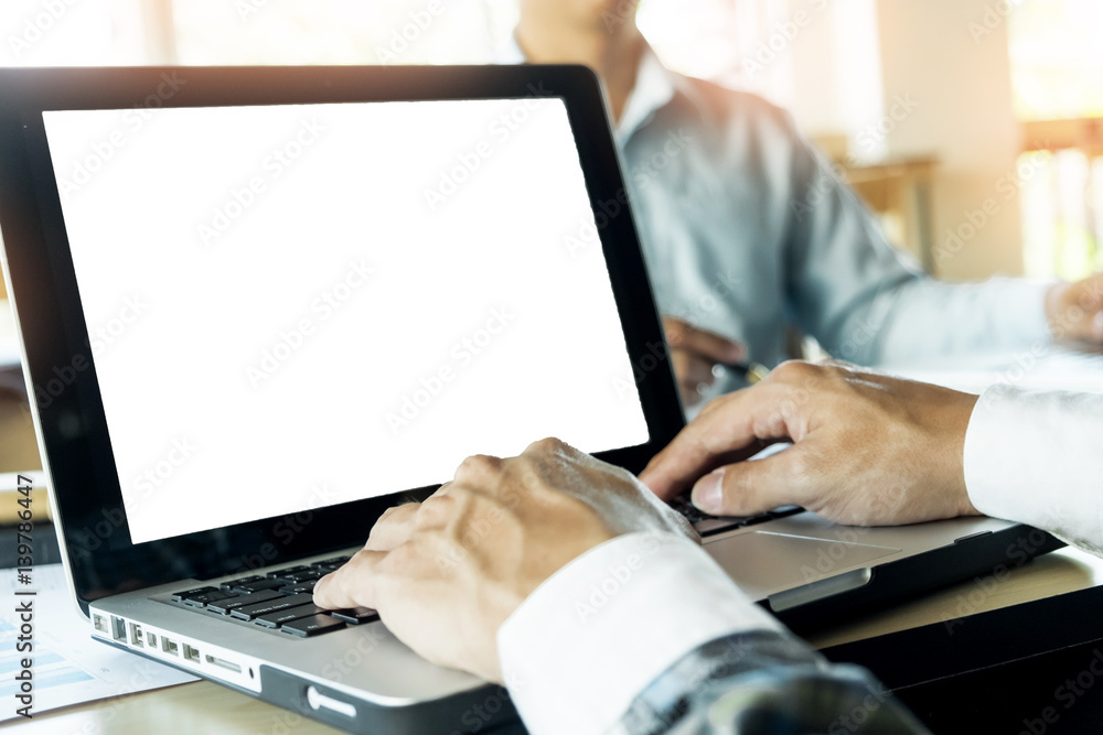 Team work process. young business managers crew working with new ...