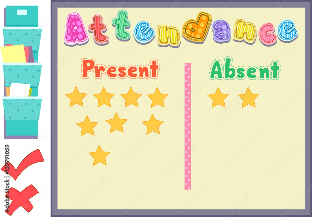 Attendance Board Present Absent Stock Vector | Adobe Stock