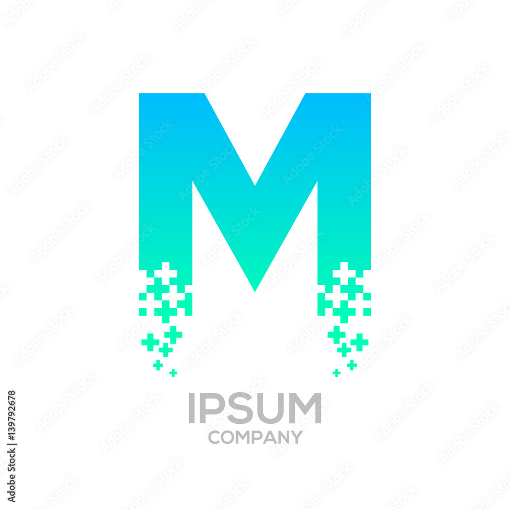 Letter M Pixel logo, Plus sign logo, Medical healthcare hospital symbol ...