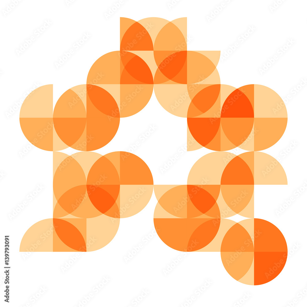abstract geometrical background with bright orange circle segments and ...