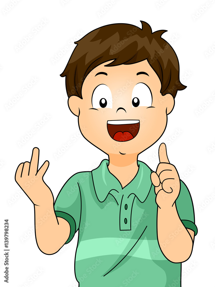 Kid Boy Counting By Hands Stock Vector | Adobe Stock