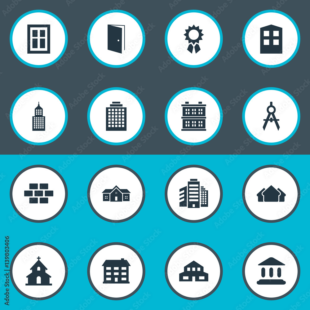 Vector Illustration Set Of Simple Architecture Icons. Elements Stone ...