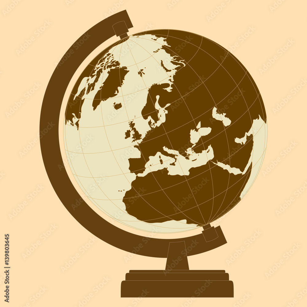 Globe, Europe, earth, world, map, planet, atlas, geography Stock Vector ...