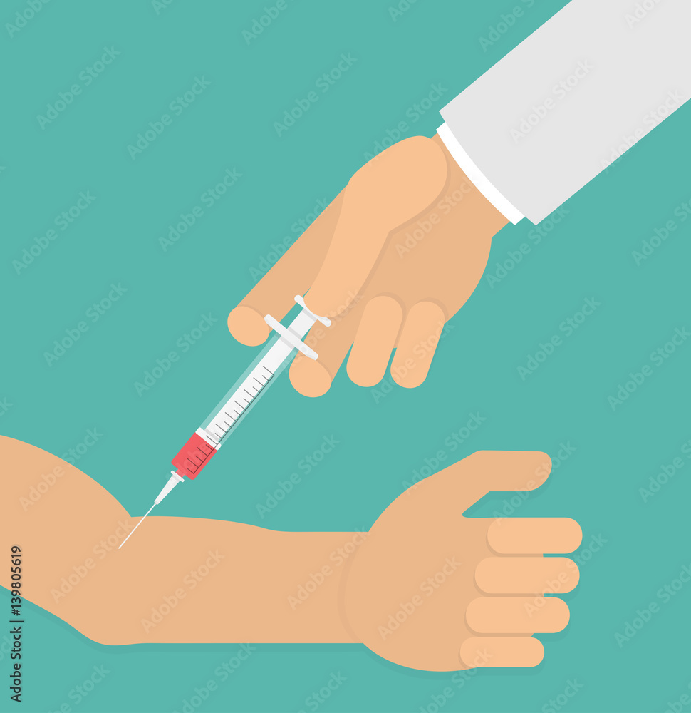 Blood testing concept. Hand taking blood sample with a hypodermic ...