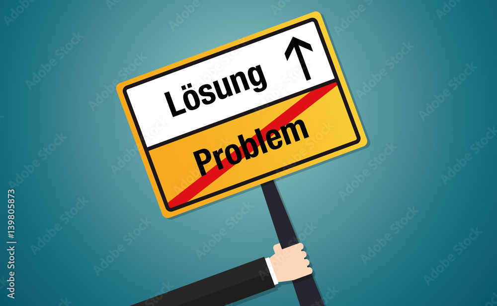 Problem Lösung Schild Flat Design Stock Vector | Adobe Stock