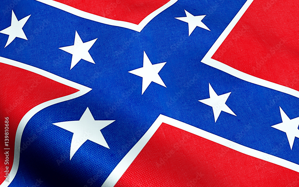 closeup of waving confederate flag of the national states of america us ...