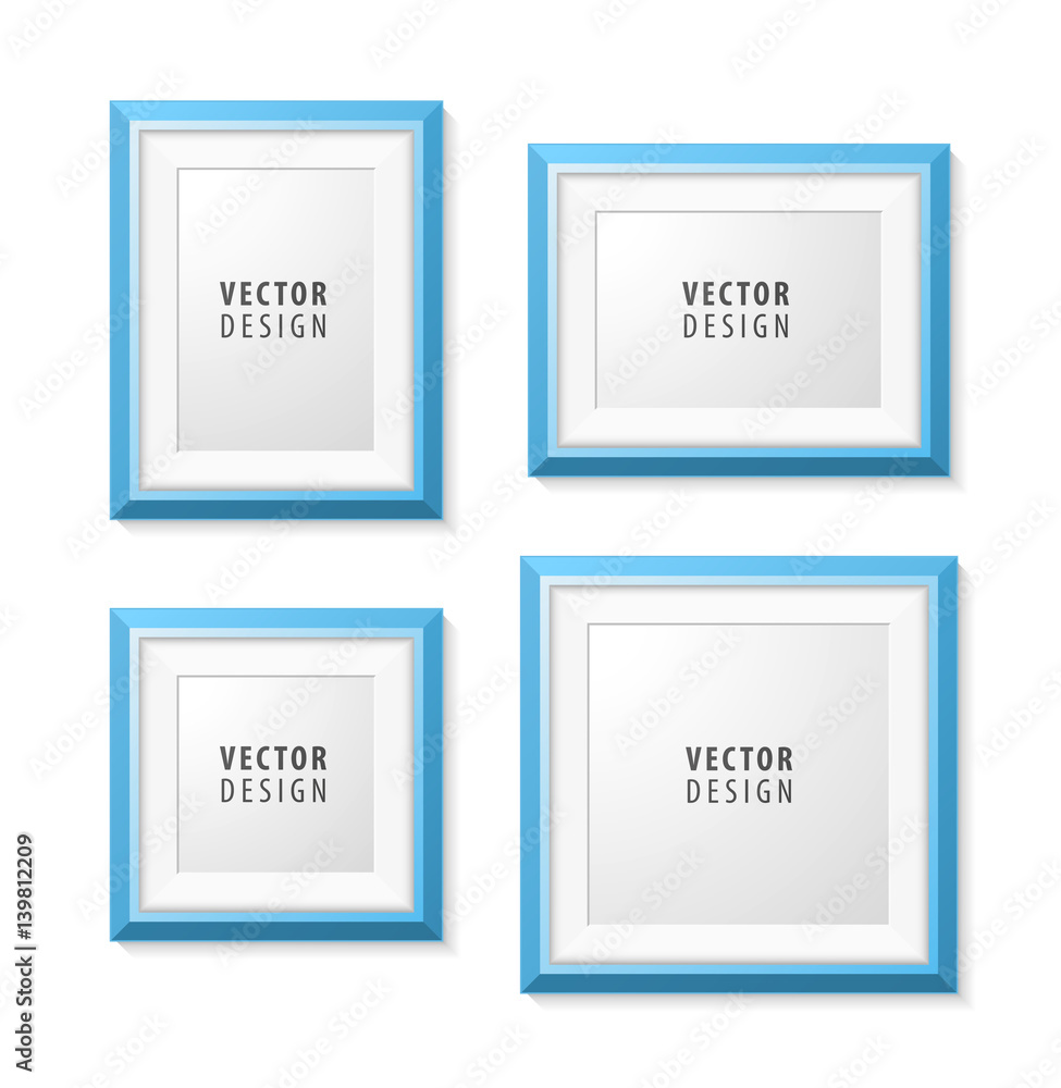 Set of Realistic Minimal Isolated Blue Frame on White Background for ...