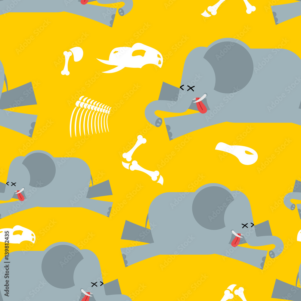 Cemetery elephants seamless pattern. Dead African animal background ...