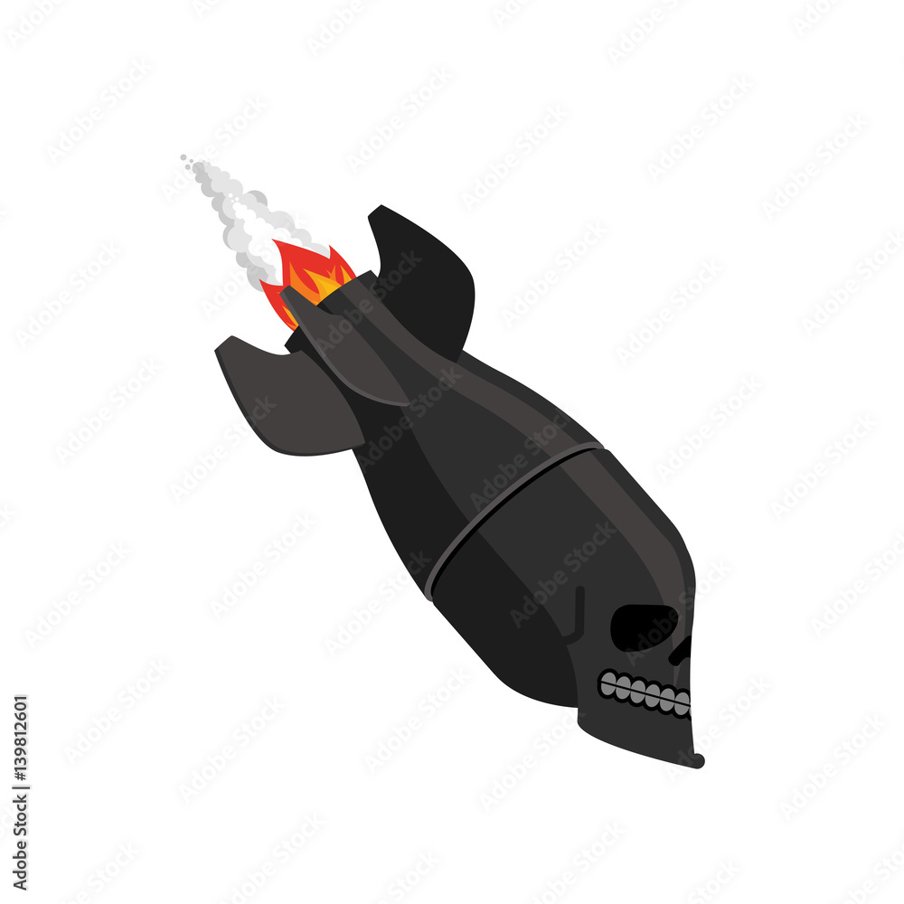 Air bomb skull. Fighting rocket Head skeleton. Military skull bomb ...