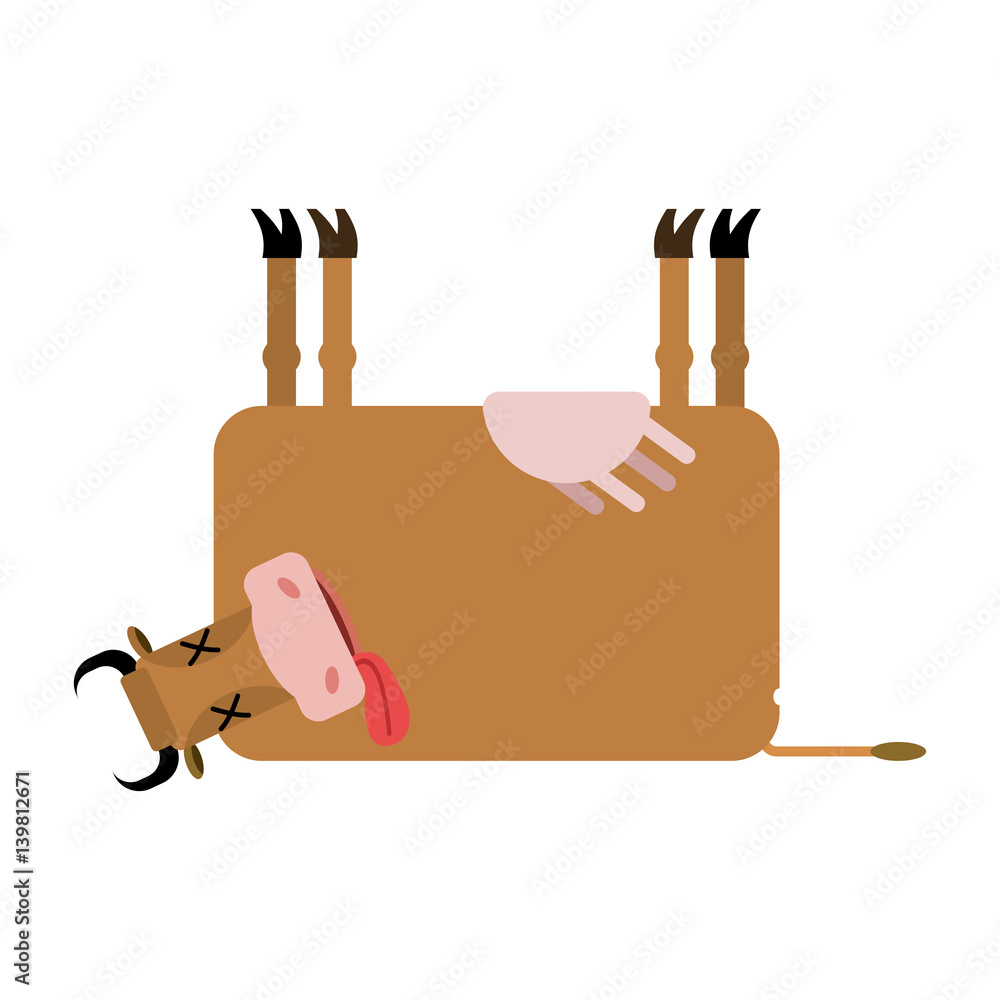 Dead cow. Farm animal dead. Corpse cattle Stock Vector | Adobe Stock