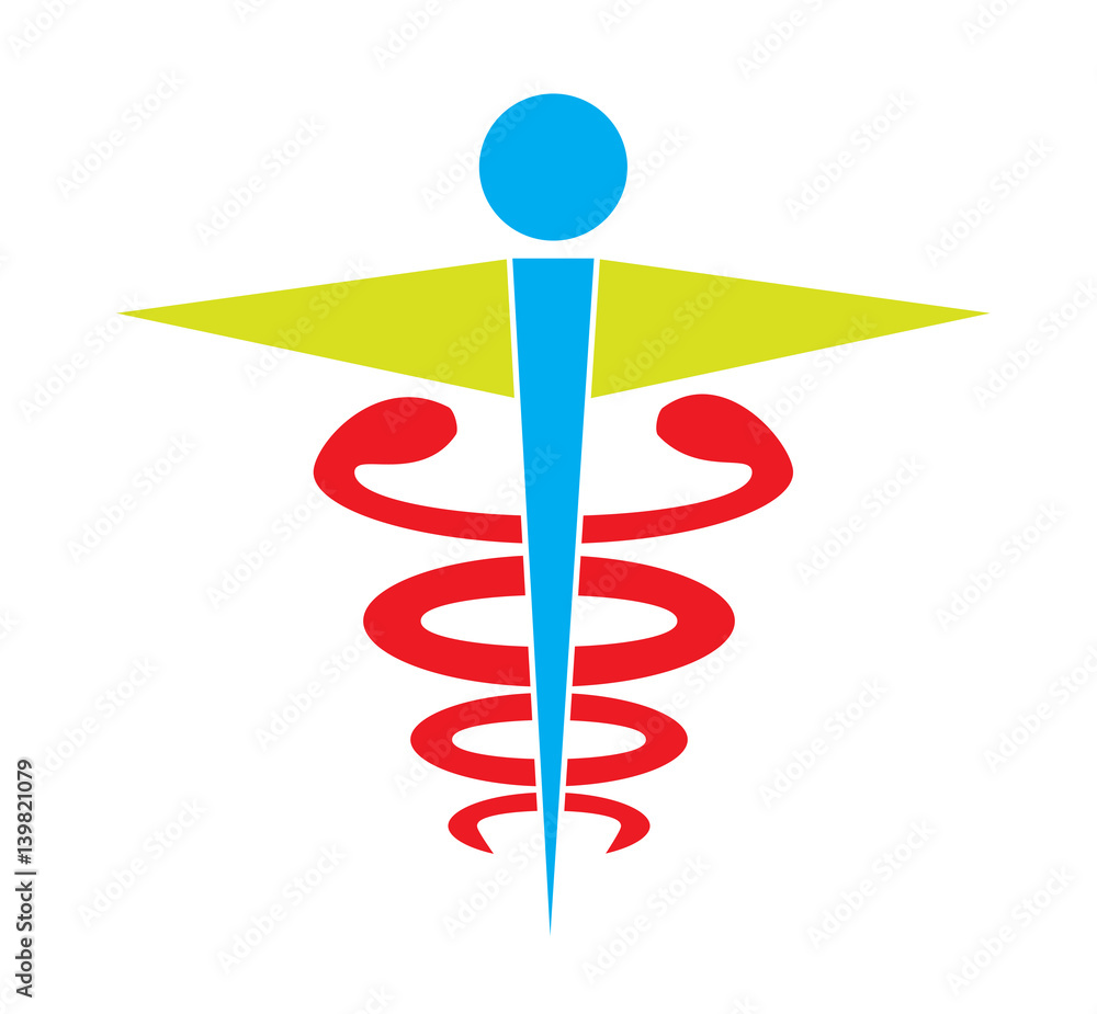 Colorful caduceus medical symbol icon vector isolated white background ...