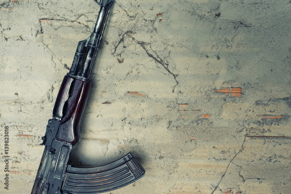 old submachine gun kalashnikov AK-47 Stock Photo | Adobe Stock