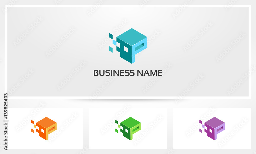 Alphabet P Letter Block Pixel Cube Logo Stock Vector | Adobe Stock