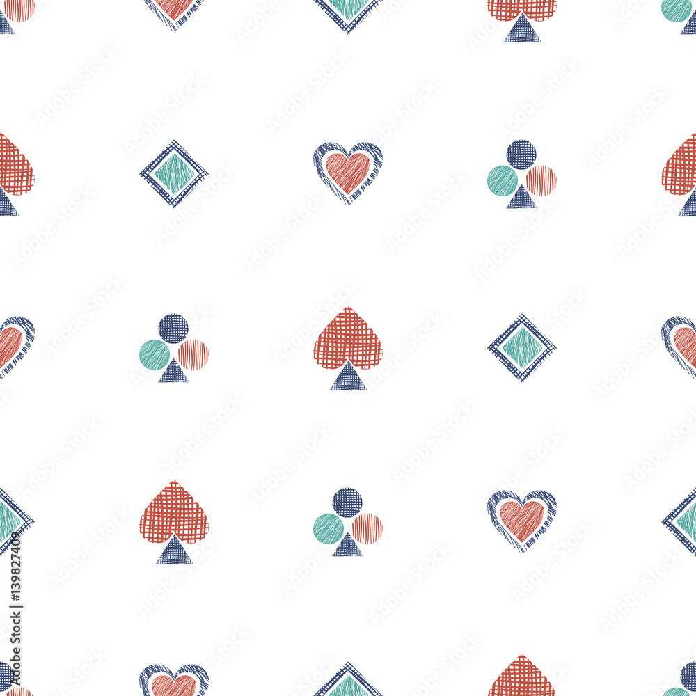 Seamless vector geometrical pattern with icons of playing cards ...