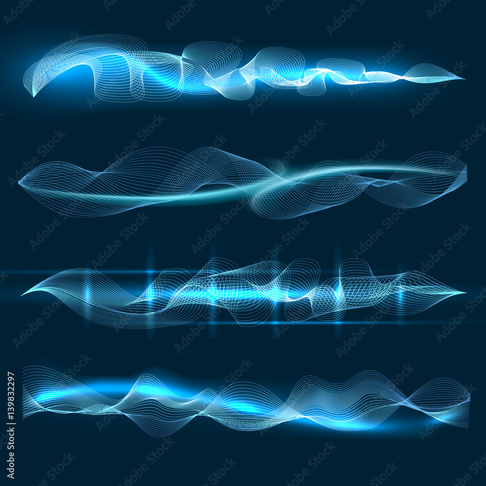 Voice or speech waves. Vector soundtrack symbols, soundwaves shapes ...