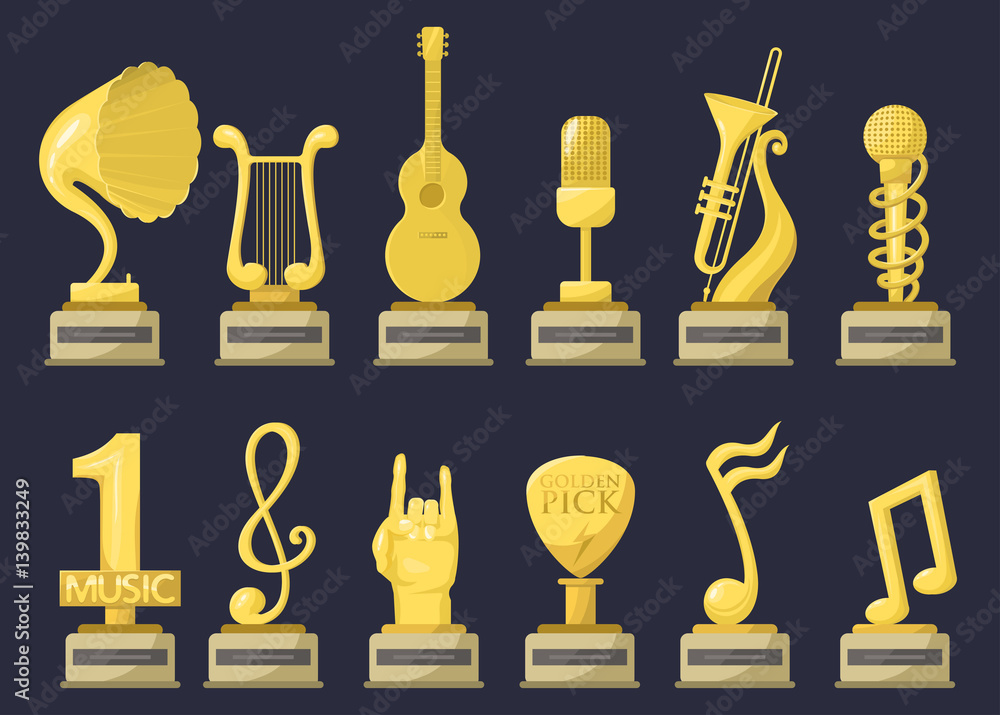 Gold rock star trophy music notes best entertainment win achievement ...