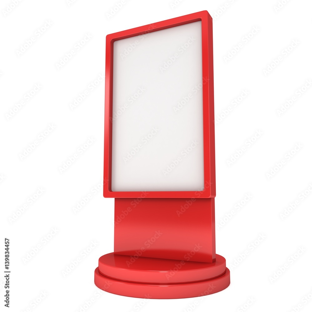 LCD Screen Stand. Red Trade Show Booth. 3d render of lcd screen ...
