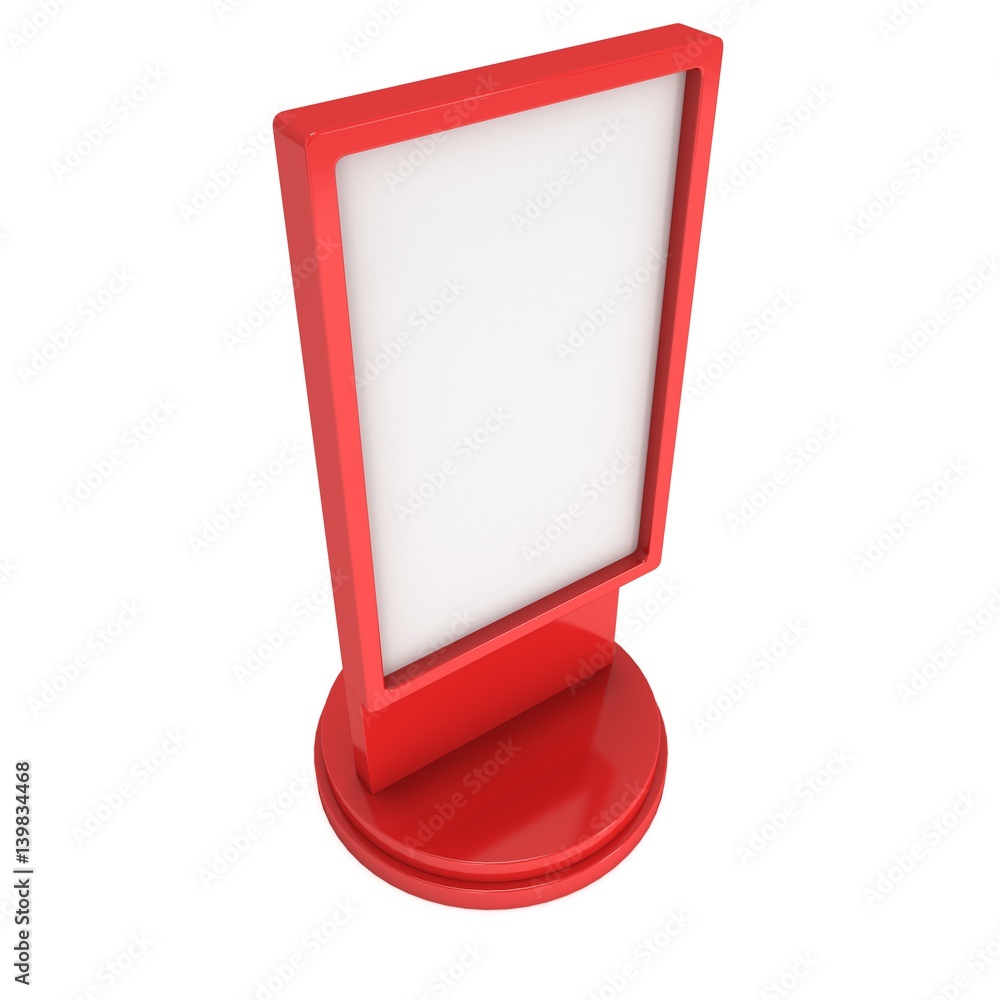 LCD Screen Stand. Red Trade Show Booth. 3d render of lcd screen ...