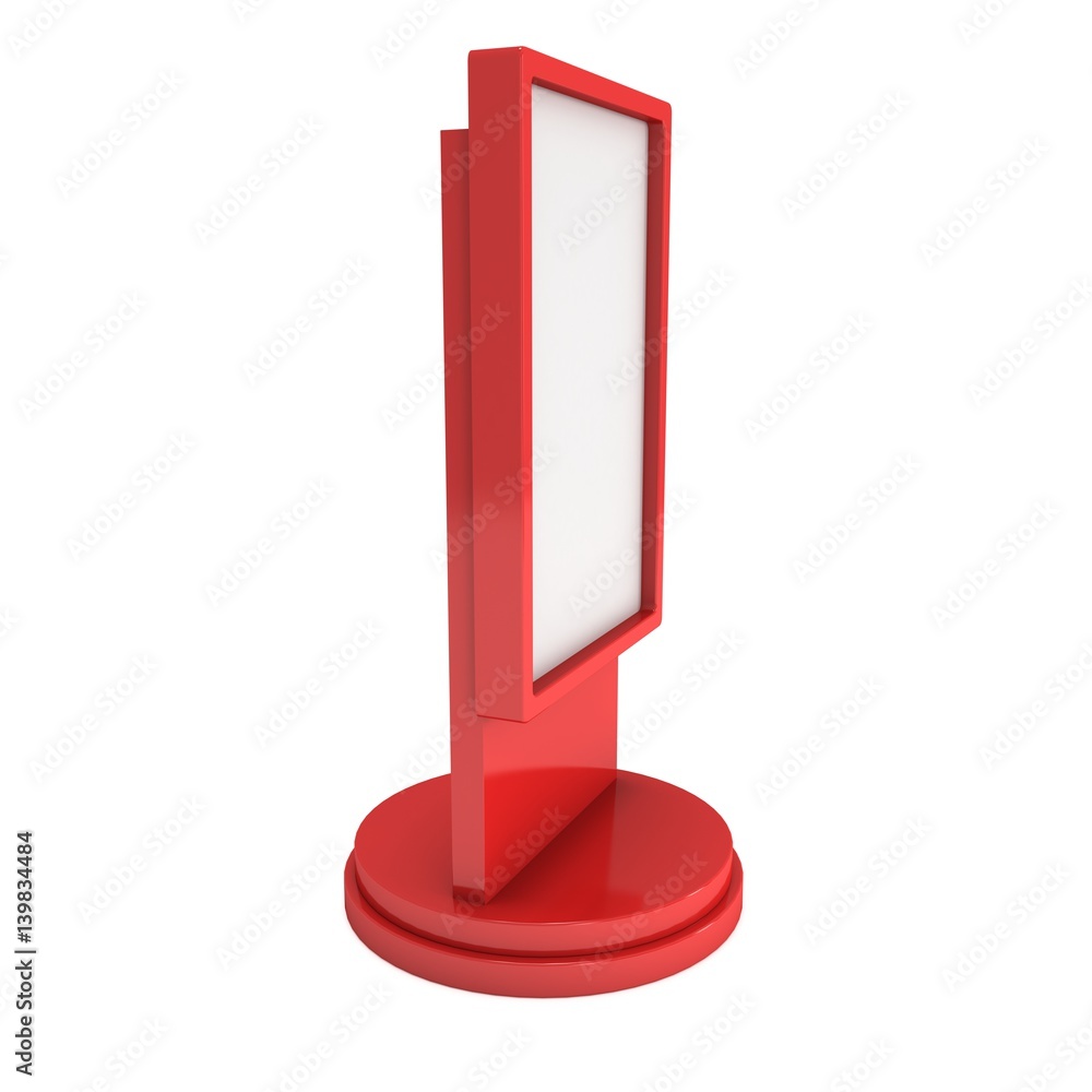 LCD Screen Stand. Red Trade Show Booth. 3d render of lcd screen ...