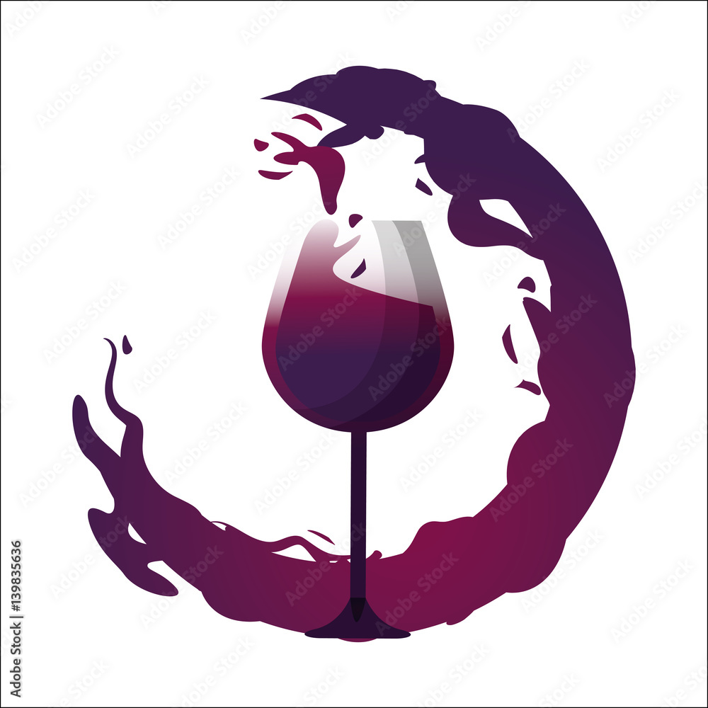 glass splashing with bubble of wine icon Stock Vector | Adobe Stock