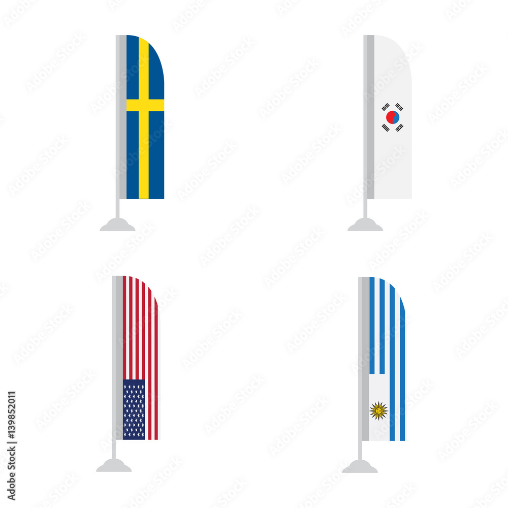 Set of world flags on a white background, Vector illustration Stock ...