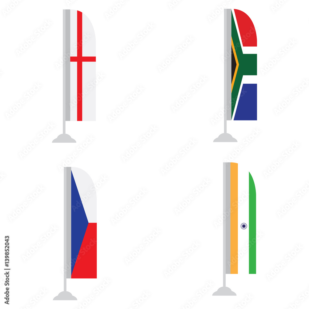 Set of world flags on a white background, Vector illustration Stock ...