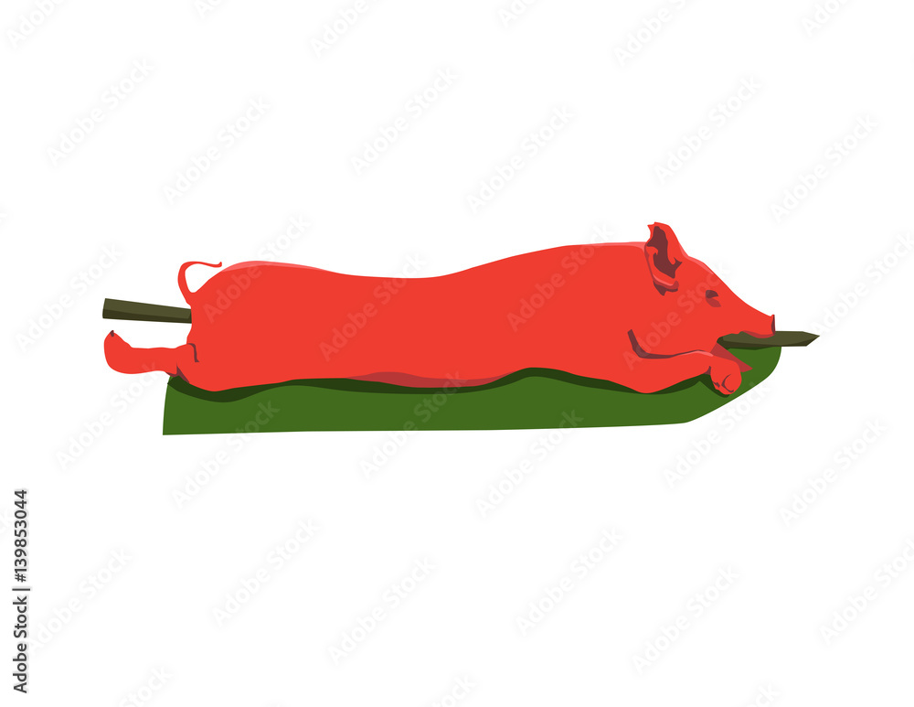 Lechon or roasted pig illustration Stock Vector | Adobe Stock