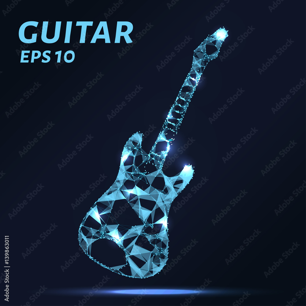 The guitar is composed of points, lines and triangles. The polygon ...