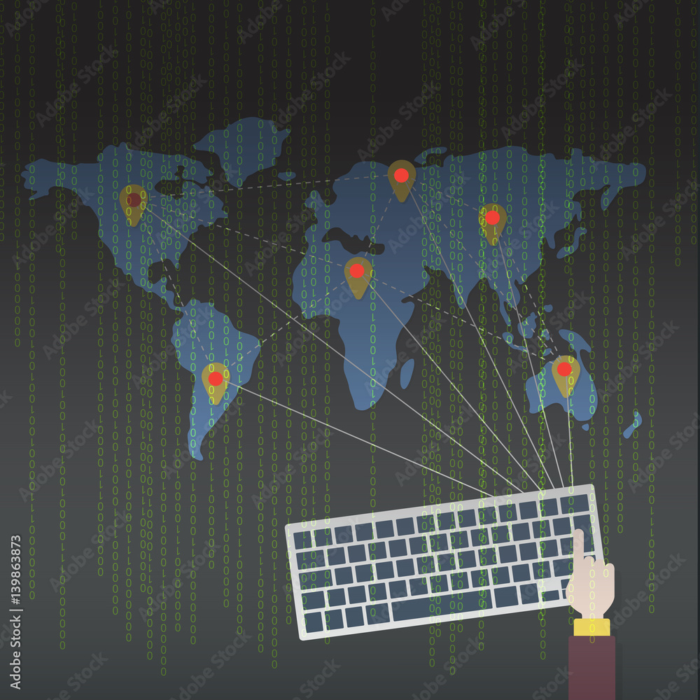 Russian hacker information security vector illustration Stock ...