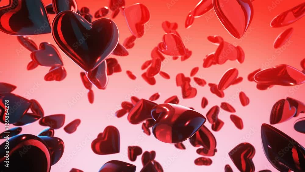 Abstract motion graphics with flying hearts Stock Video | Adobe Stock