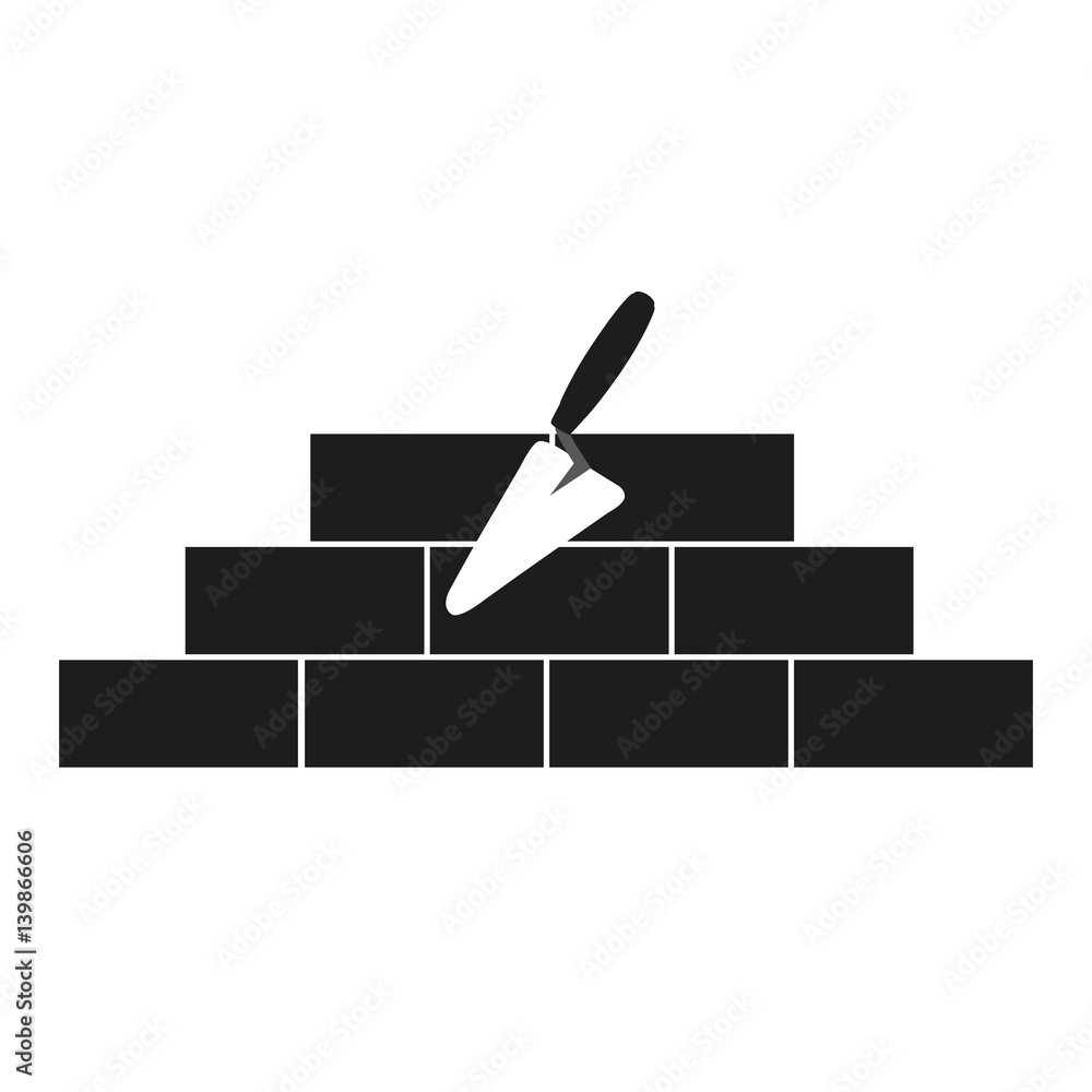 Brick laying and trowel on white background Stock Vector | Adobe Stock