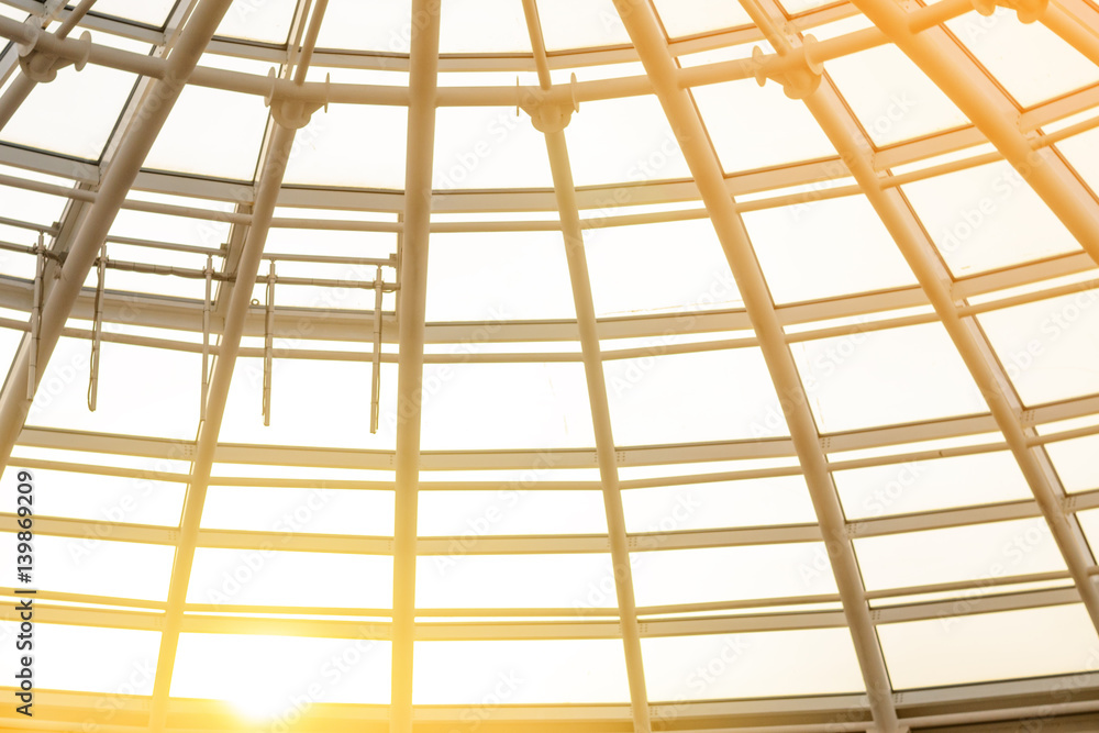 Windows for automatic smoke removal in the glass dome of the modern ...
